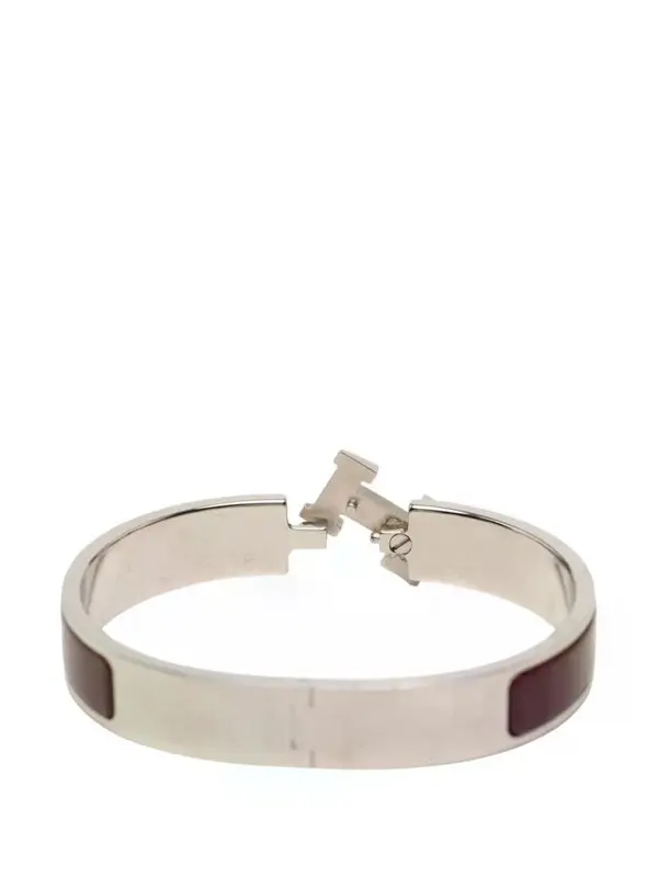 Hermès Enamel And Palladium-plated Metal Clic H Bracelet Pm - Red