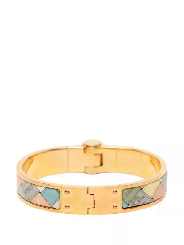 Hermès Narrow Bolduc Au Carré Enamel Hinge Bracelet Pm