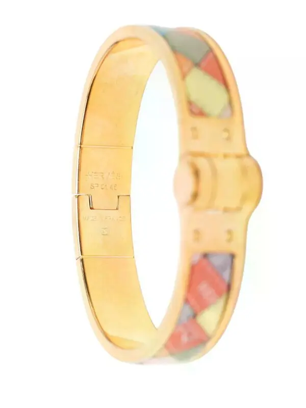 Hermès Narrow Bolduc Au Carré Enamel Hinge Bracelet Pm