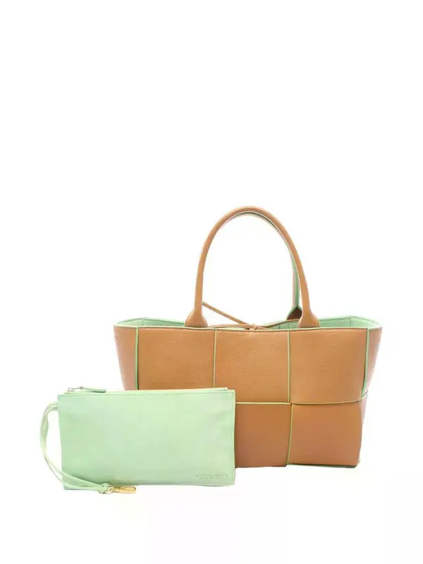 Bottega Veneta 2012-2026 Small Lambskin Intrecciato Arco Tote Bag - Brown