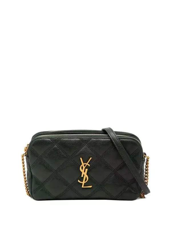 Saint Laurent 2021 Mini Quilted Lambskin Becky Double Zip Crossbody Bag - Black