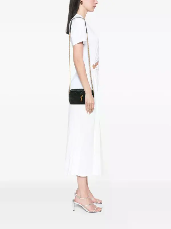 Saint Laurent 2021 Mini Quilted Lambskin Becky Double Zip Crossbody Bag - Black