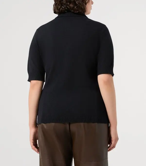 Marina Rinaldi Cashmere Short-sleeve High Neck Sweater - Navy