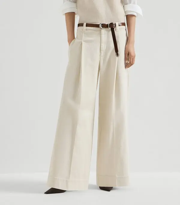 Brunello Cucinelli Cotton Twill Cuffed Trousers - Beige