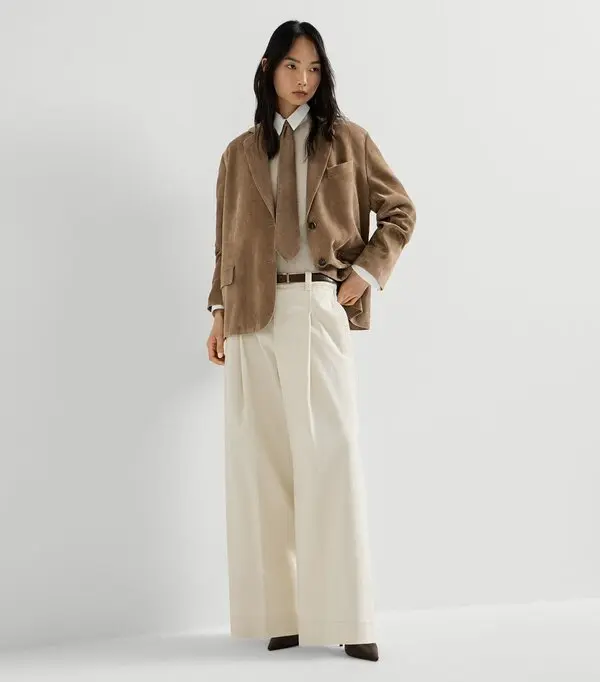 Brunello Cucinelli Cotton Twill Cuffed Trousers - Beige