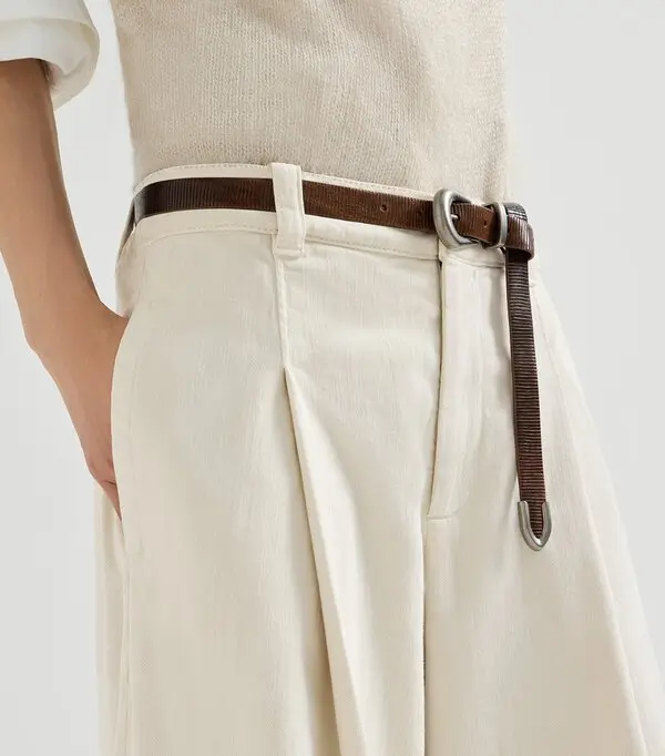 Brunello Cucinelli Cotton Twill Cuffed Trousers - Beige