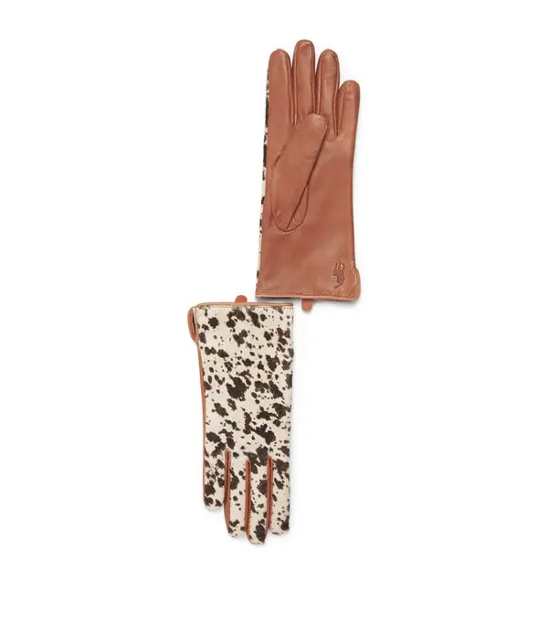 Polo Ralph Lauren Calf Hair Leather Gloves - Brown