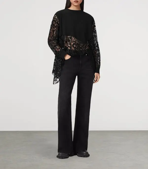 ALLSAINTS Organic Cotton Lace-panel Sweatshirt