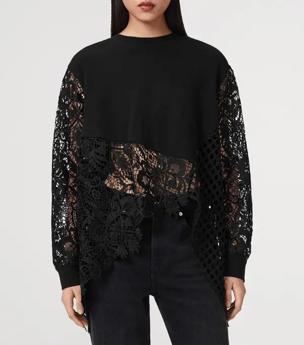 ALLSAINTS Organic Cotton Lace-panel Sweatshirt