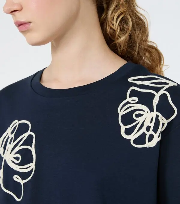 Max Mara Cotton Embroidered Flower T-shirt