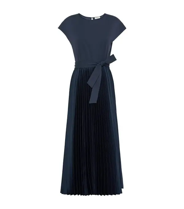 Max Mara Short-sleeve Pleated Midi Dress - Navy