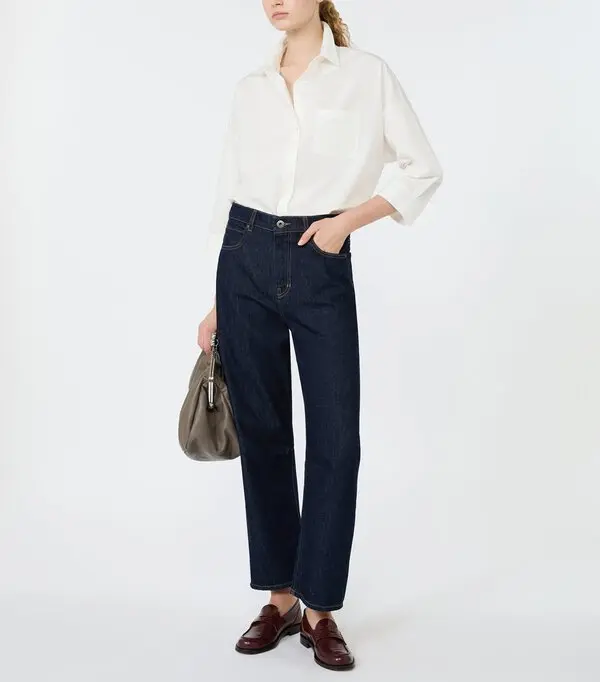 Max Mara Cotton Cropped Sleeve Shirt