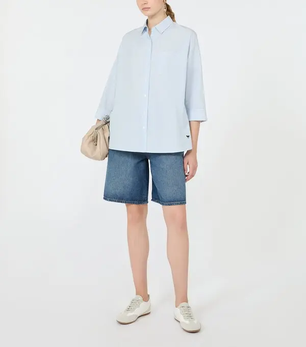Max Mara Cotton Striped Cropped-sleeve Shirt