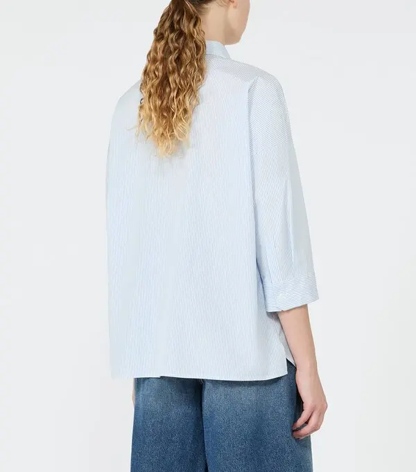 Max Mara Cotton Striped Cropped-sleeve Shirt