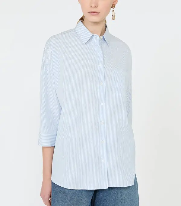 Max Mara Cotton Striped Cropped-sleeve Shirt