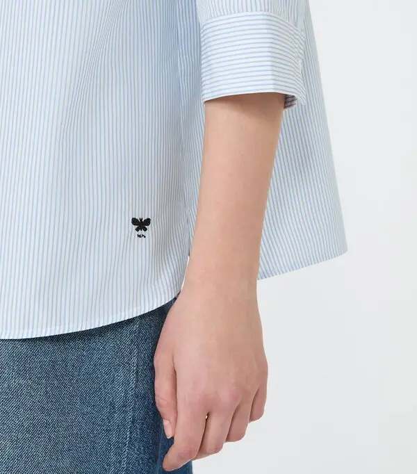 Max Mara Cotton Striped Cropped-sleeve Shirt