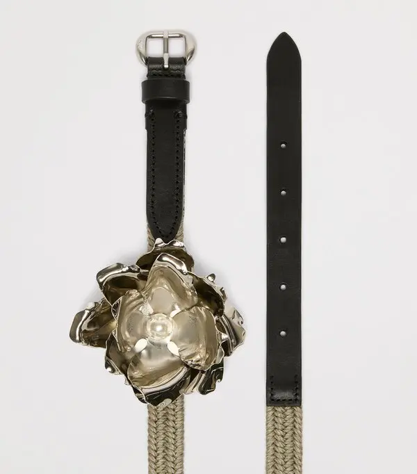 Max Mara Leather-linen Flower Belt