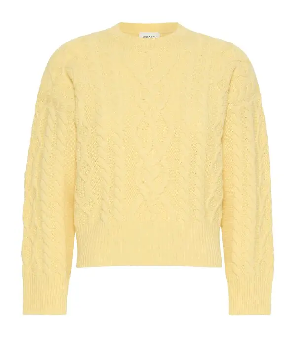 Max Mara Wool Cable Knit Sweater - Gold
