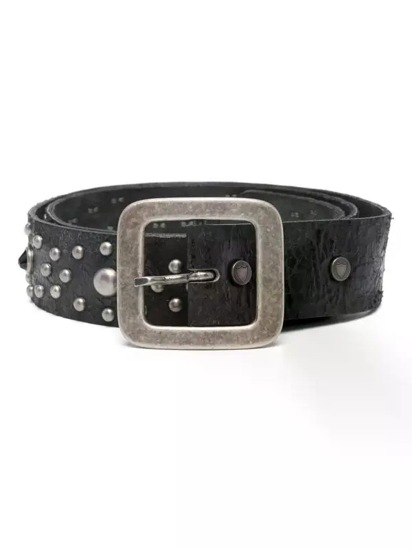 HTC LOS ANGELES Stud-embellished Leather Belt - Black