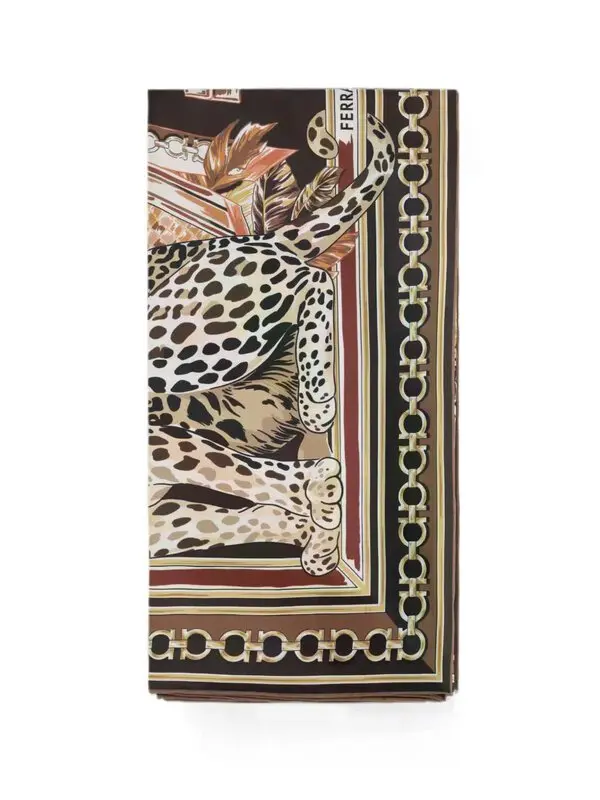 FERRAGAMO Leopard-print Silk Scarf