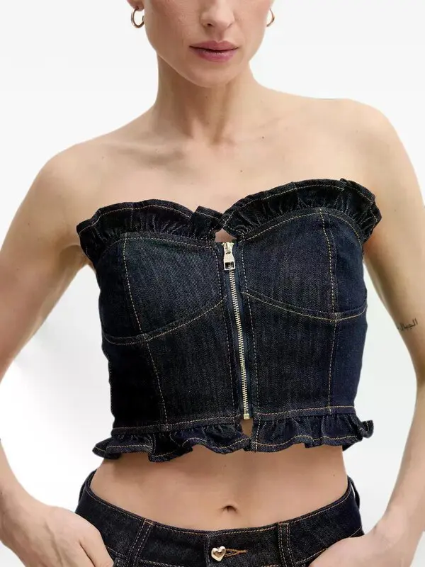 GAUDI Ruffled-trim Zip-up Corset Top
