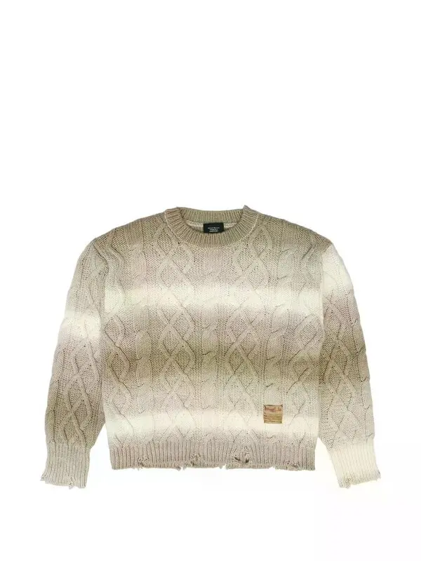 HTC LOS ANGELES Cable-knit Distressed Sweater - Neutrals