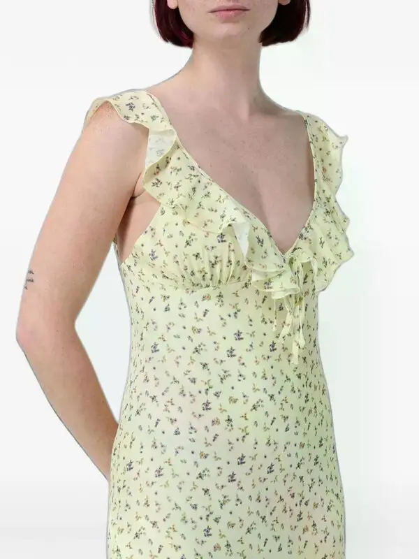 MAR DE MARGARITAS Cecilia Floral-print Ruffled Maxi Dress - Neutrals