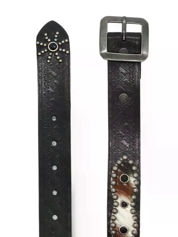 HTC LOS ANGELES Stud-embellished Embossed Leather Belt