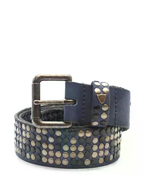 HTC LOS ANGELES Stud-embellished Leather Belt - Blue