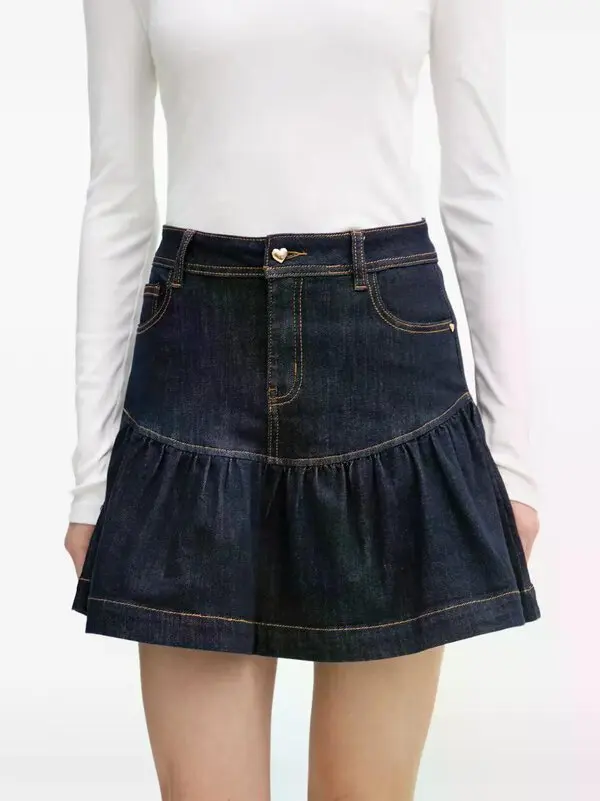 GAUDI Ruffled Denim Mini Skirt