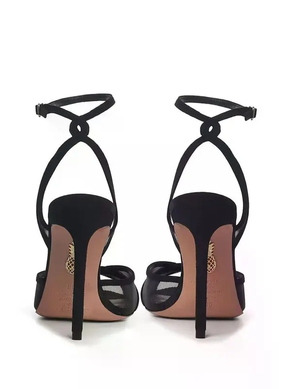 AQUAZZURA Shear Mesh-panelled Suede Sandals - Black