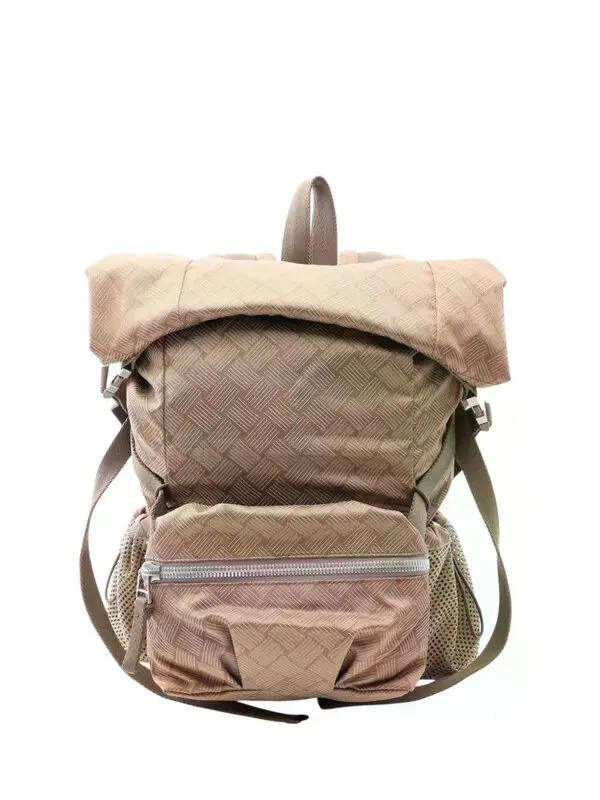 Bottega Veneta 2012-2026 Nylon Intrecciato Print Trekking Backpack - Brown
