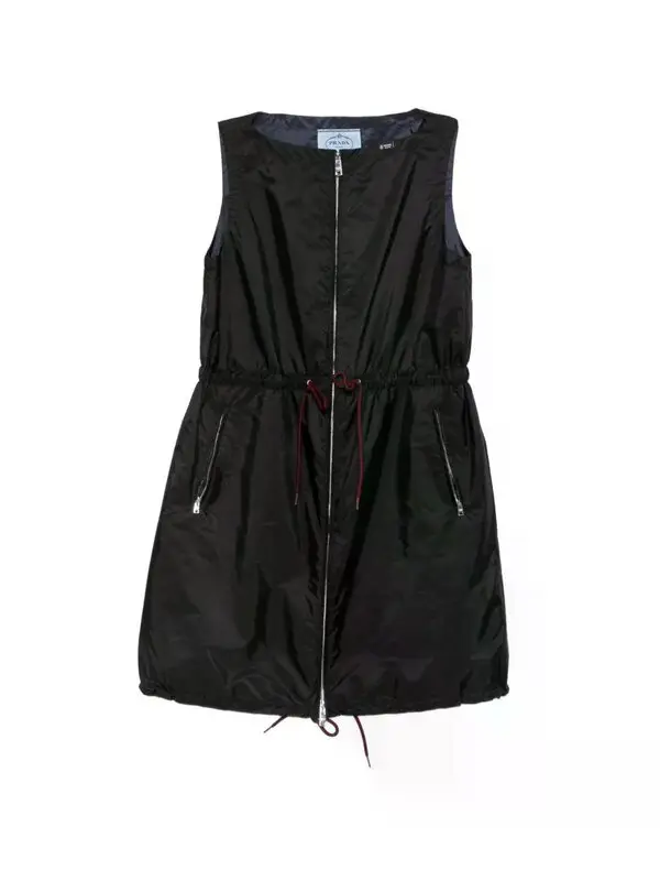 Prada Drawstring-waist Sleeveless Mini Dress - Black