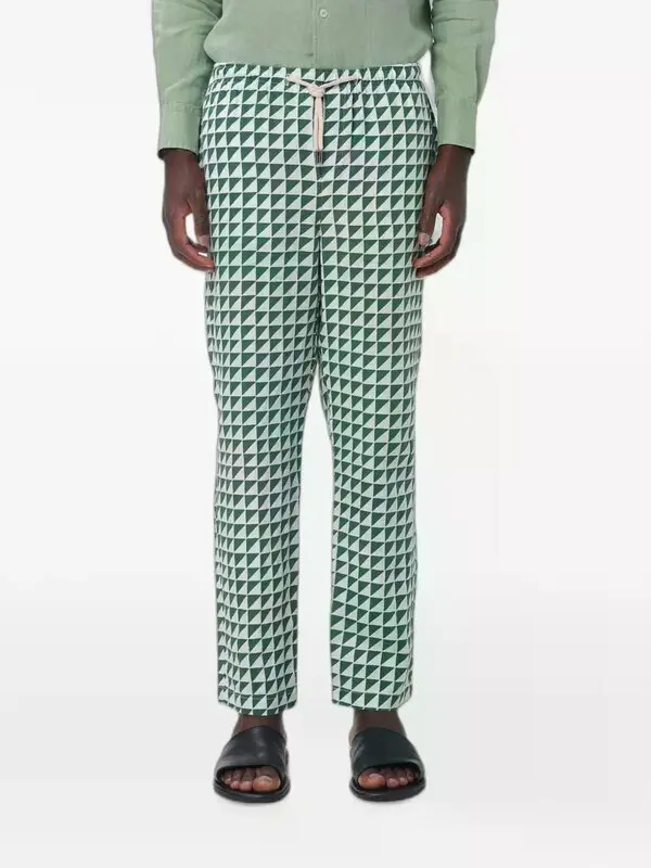 PENINSULA SWIMWEAR Teulada Printed Linen Trousers - Green