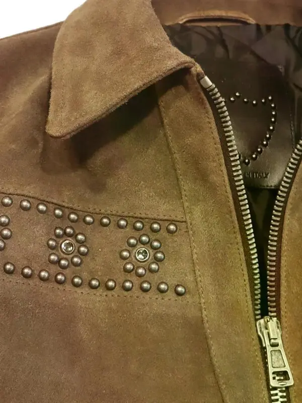 HTC LOS ANGELES Francisville Studded Suede Jacket - Brown