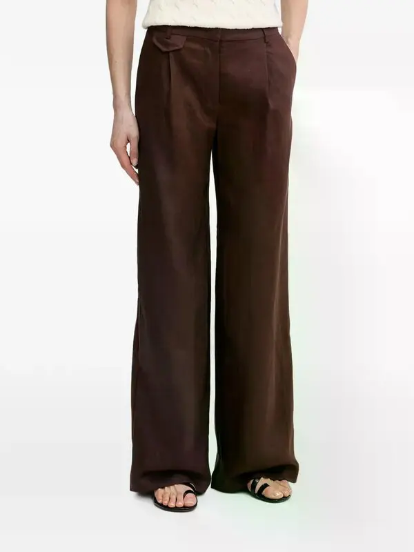 Bardot Geordy Pleated Wide-leg Trousers - Brown