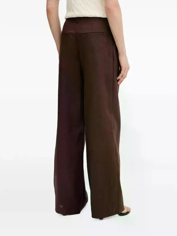 Bardot Geordy Pleated Wide-leg Trousers - Brown