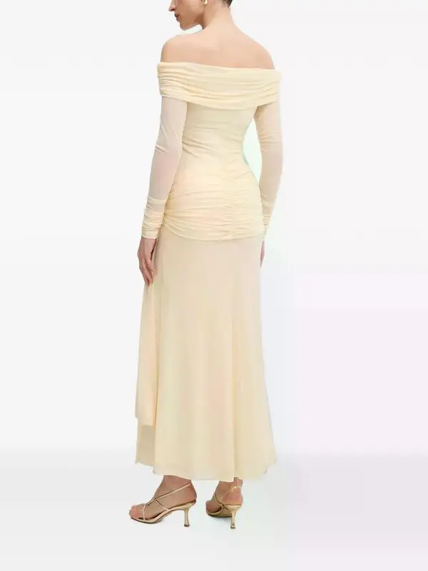 Bardot Selina Off-shoulder Ruched Maxi Dress - Neutrals