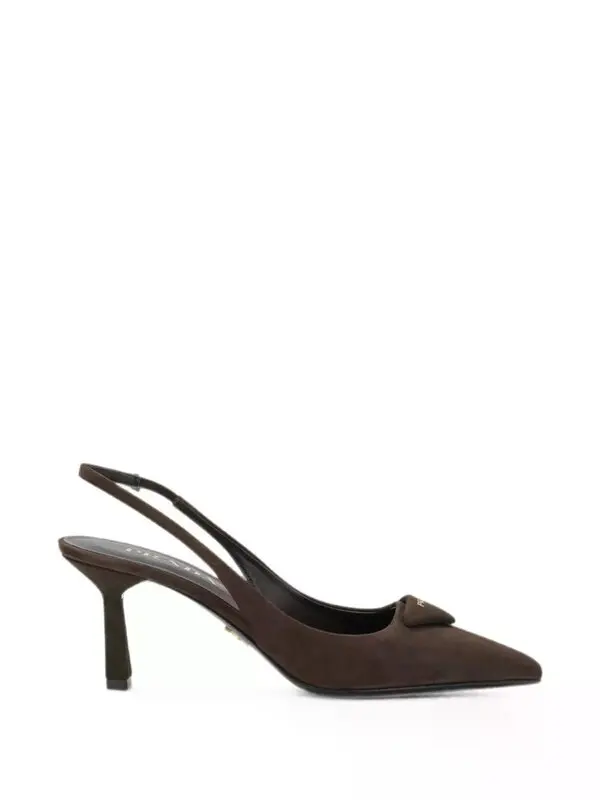 Prada Slingback Suede Pumps - Brown