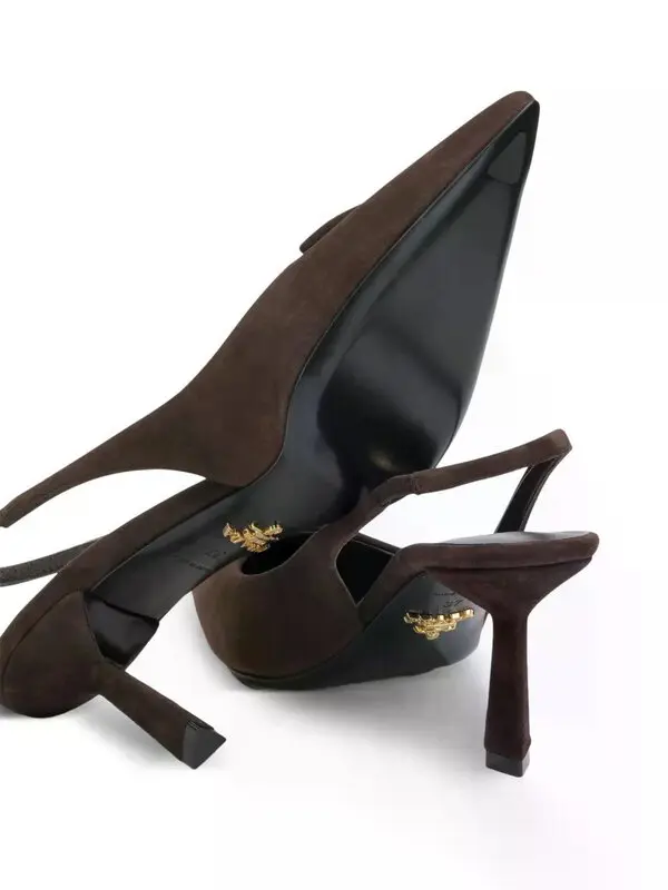 Prada Slingback Suede Pumps - Brown