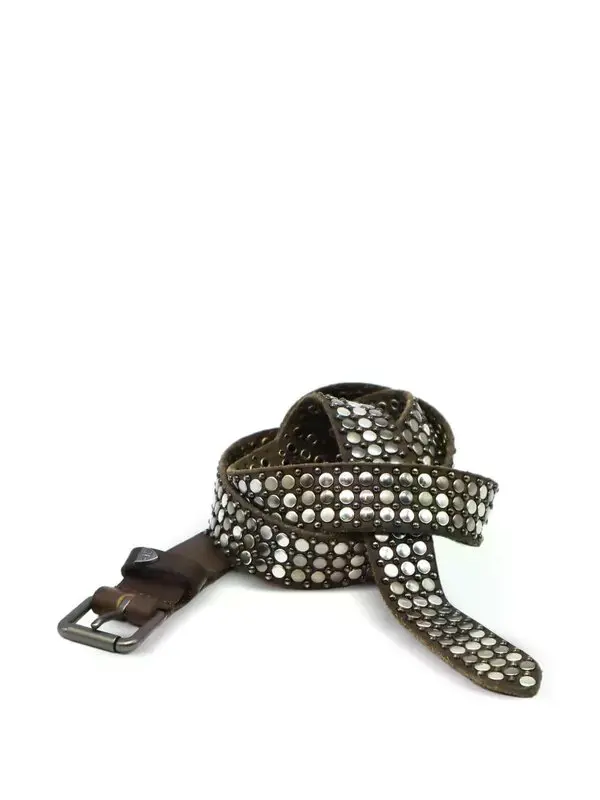 HTC LOS ANGELES Nest Slim Studded Leather Belt - Brown