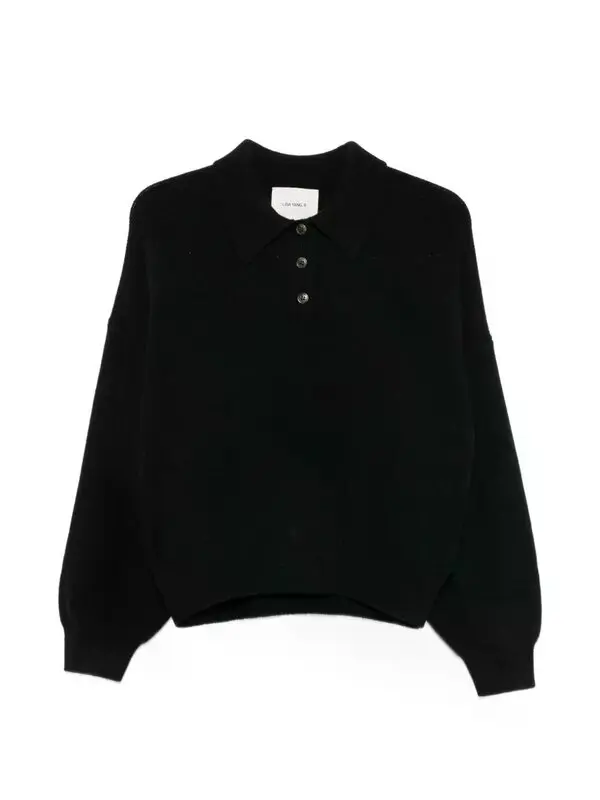 LISA YANG Etta Button-up Polo Shirt - Black