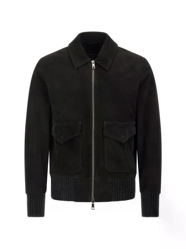 GIORGIO BRATO Suede-finish Zip-up Jacket - Black