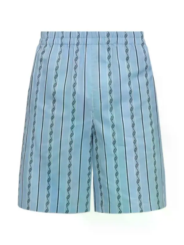 Versace Greca-pattern Striped Shorts - Blue