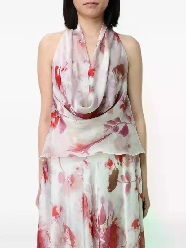 HANITA Floral-print Cowl-neck Top