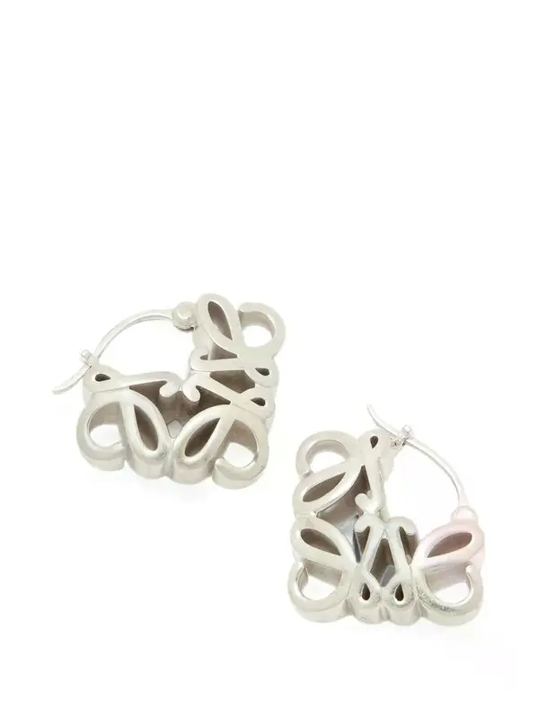 Loewe Anagram Bombé Hoop Earrings - Silver
