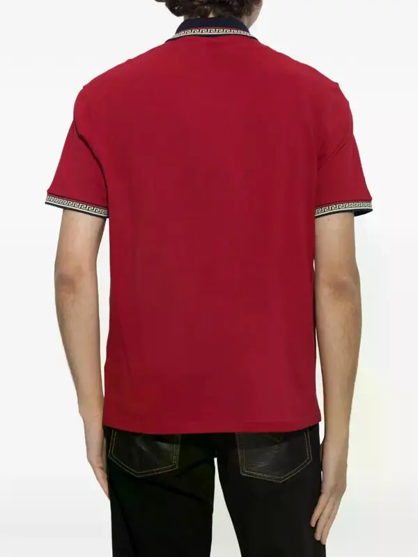 Versace Greca-trim Embroidered Polo Shirt