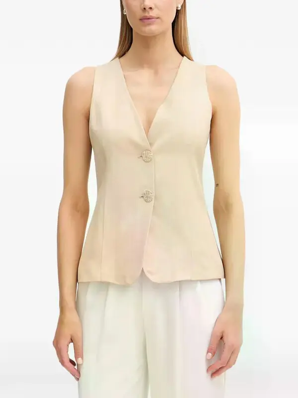 GAUDI Sleeveless V-neck Top With Button Fastening