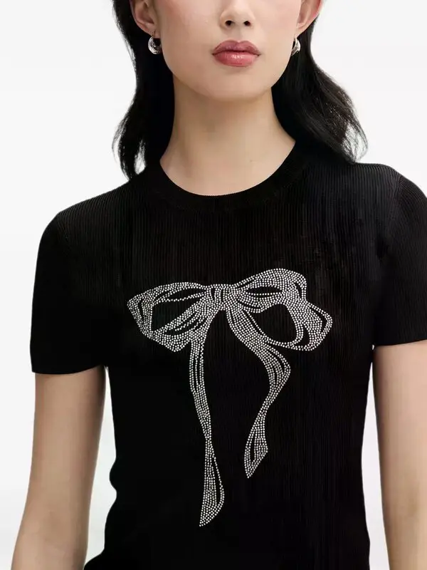 Miss Sixty Rhinestone-embellished Ribbed T-shirt