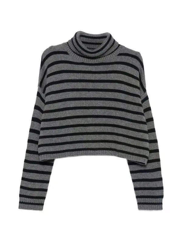 LISA YANG Zerlina Striped Roll-neck Jumper - Grey